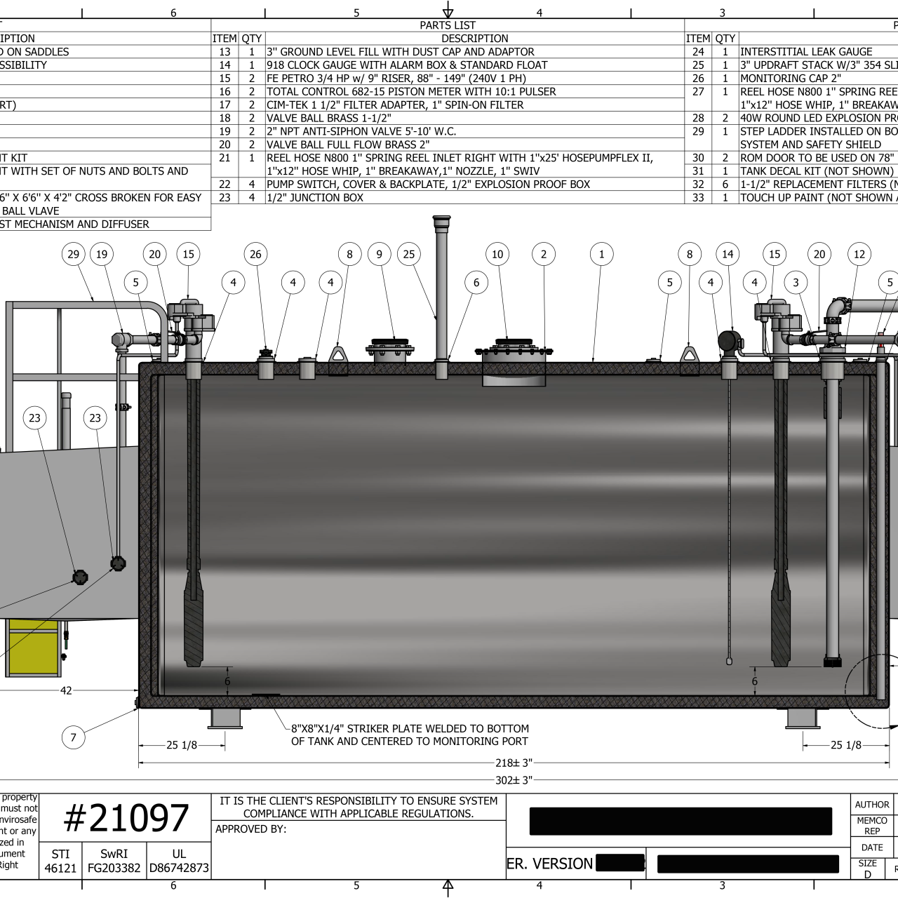 SOLD - Commercial Fleet: 6,000 Gallon UL2085 Fireguard Tank (21097)