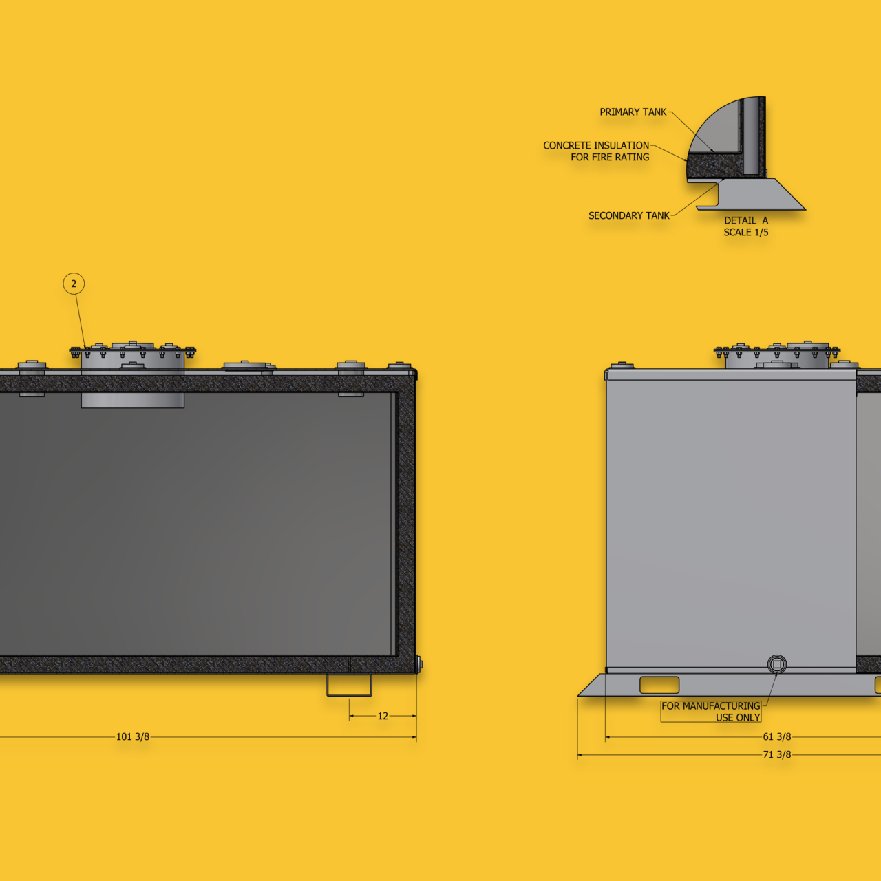 Bare | 1,000 Gallon Fuel Storage Tank | UL2085 - Fireguard