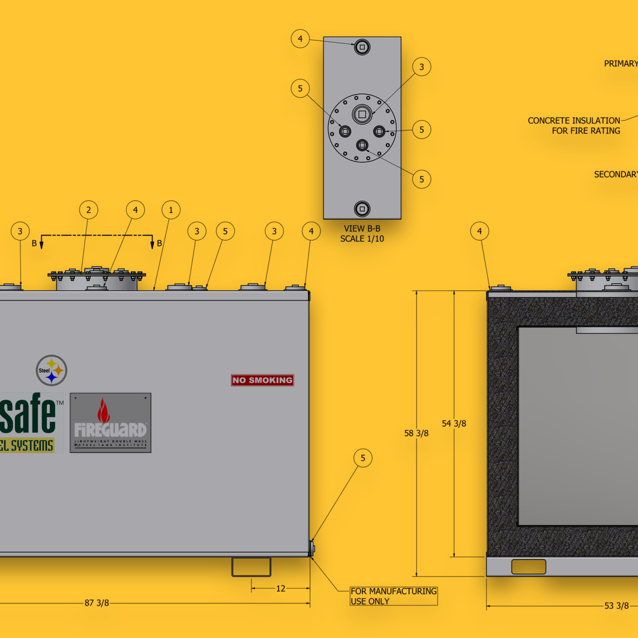 500 Gallon | Fuel Storage Tank | UL2085 - Fireguard | Bare