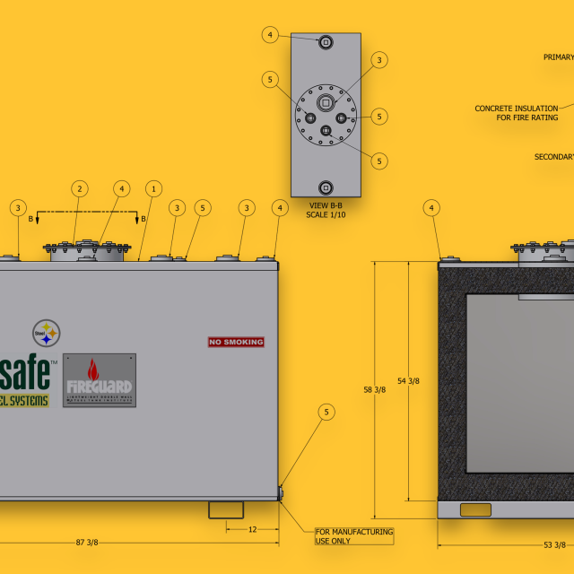 500 Gallon | Fuel Storage Tank | UL2085 - Fireguard | Bare